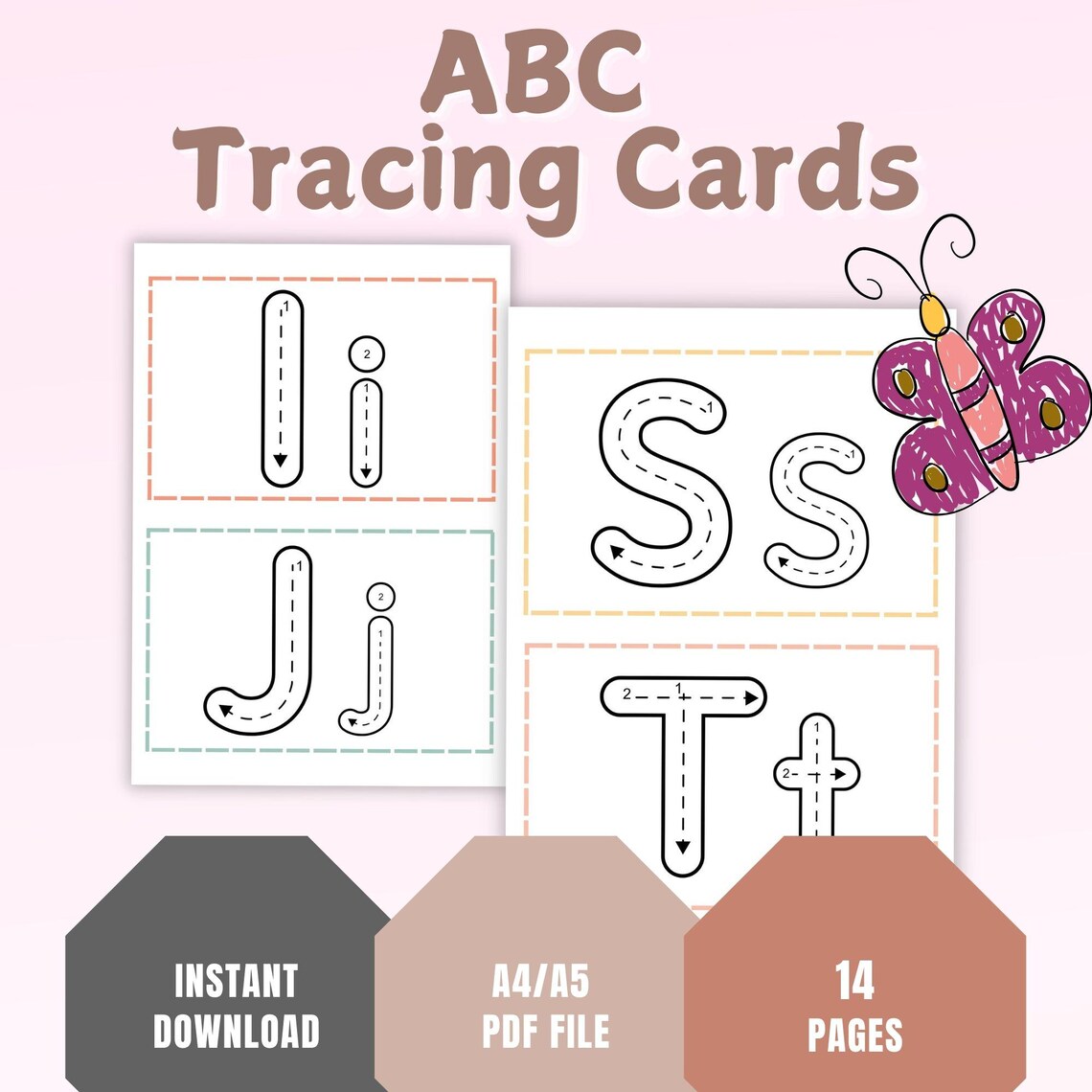 ABC Tracing Cards Worksheet for Kids ABC Tracing Homeschooling Alphabet ...