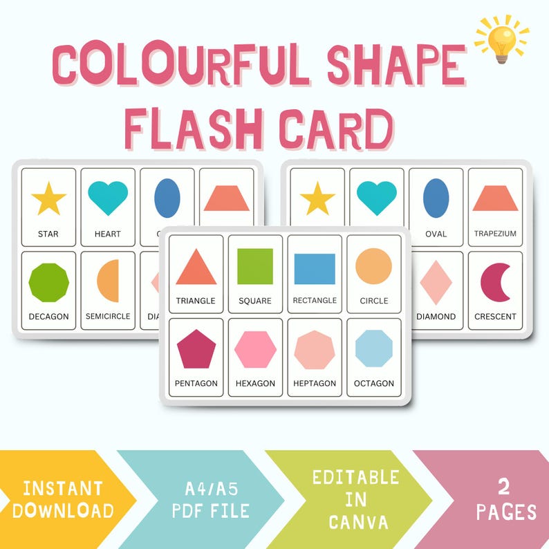 Colorful Shape Flash Cards PDF - Printable Educational Learning Tool ...