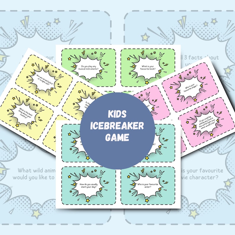 Colorful Ice Breaker Cards Game Fun Printable Activity for Parties ...