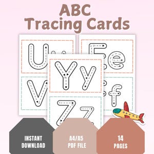 ABC Tracing Cards Worksheet for Kids ABC Tracing Homeschooling Alphabet ...