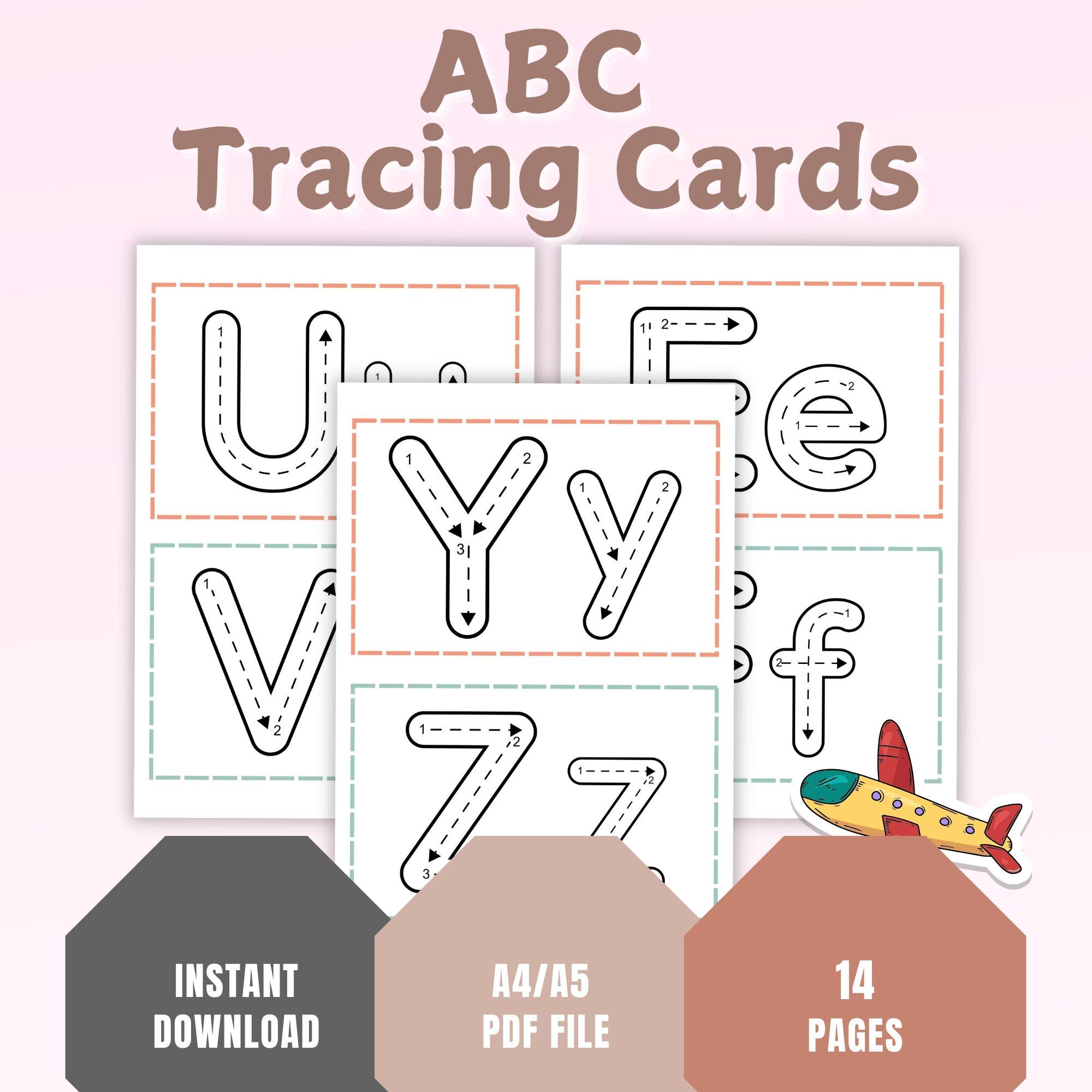 ABC Tracing Cards Worksheet: Preschool Alphabet (PDF Pattern) - Etsy