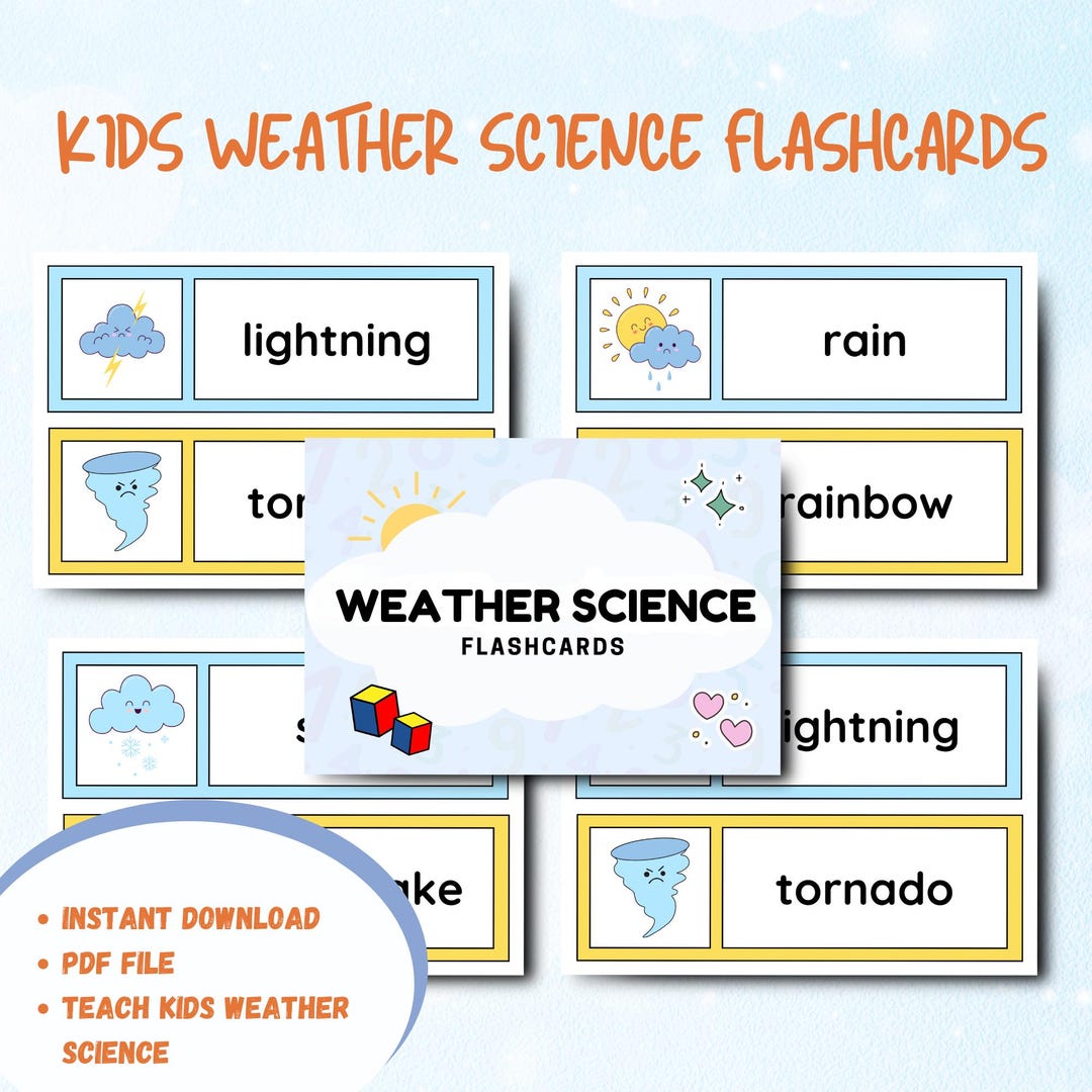 Kids Weather Flash Cards: Printable Learning Tool (PDF) - Etsy