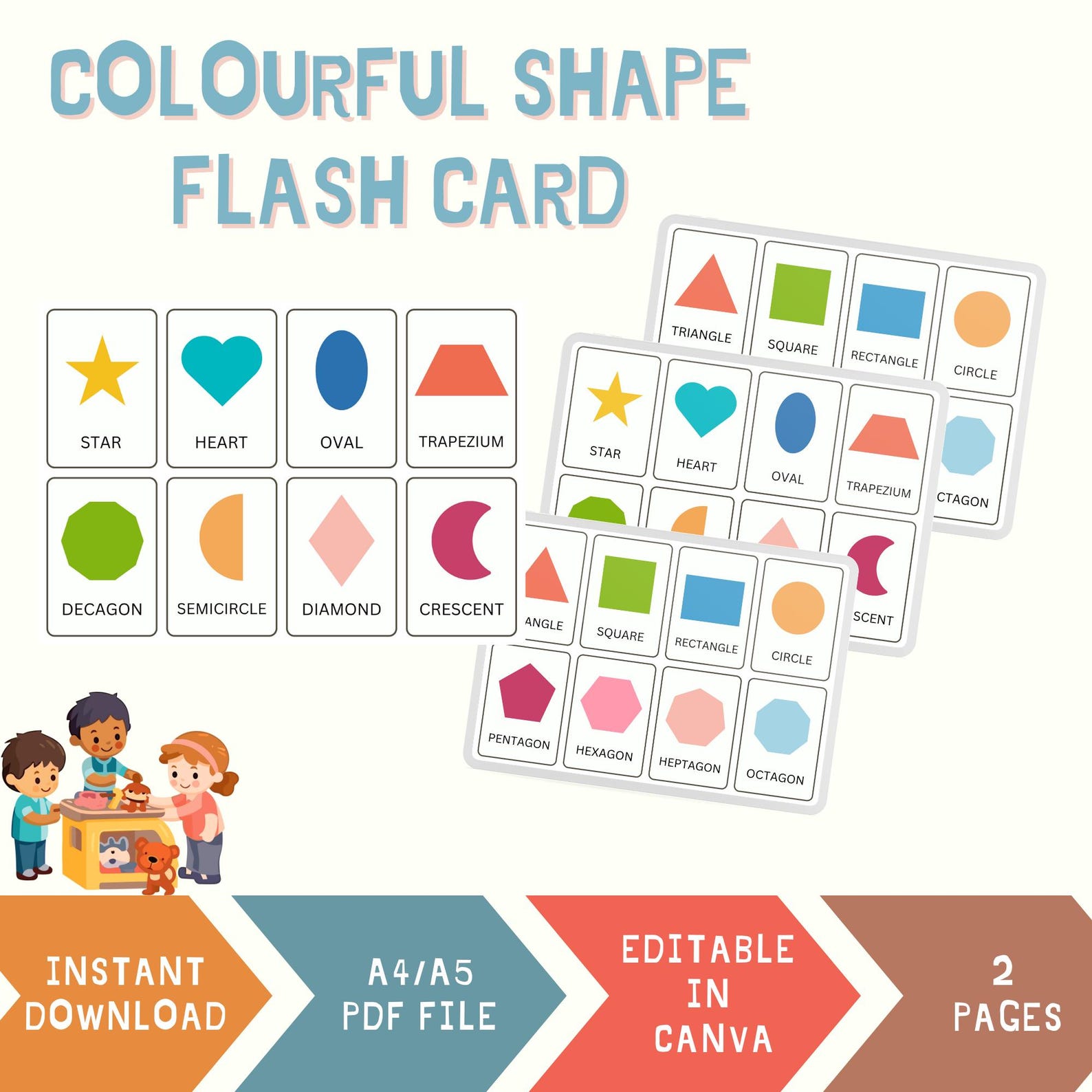 Colorful Shape Flash Cards: Fun Learning for Toddlers (PDF Download) - Etsy