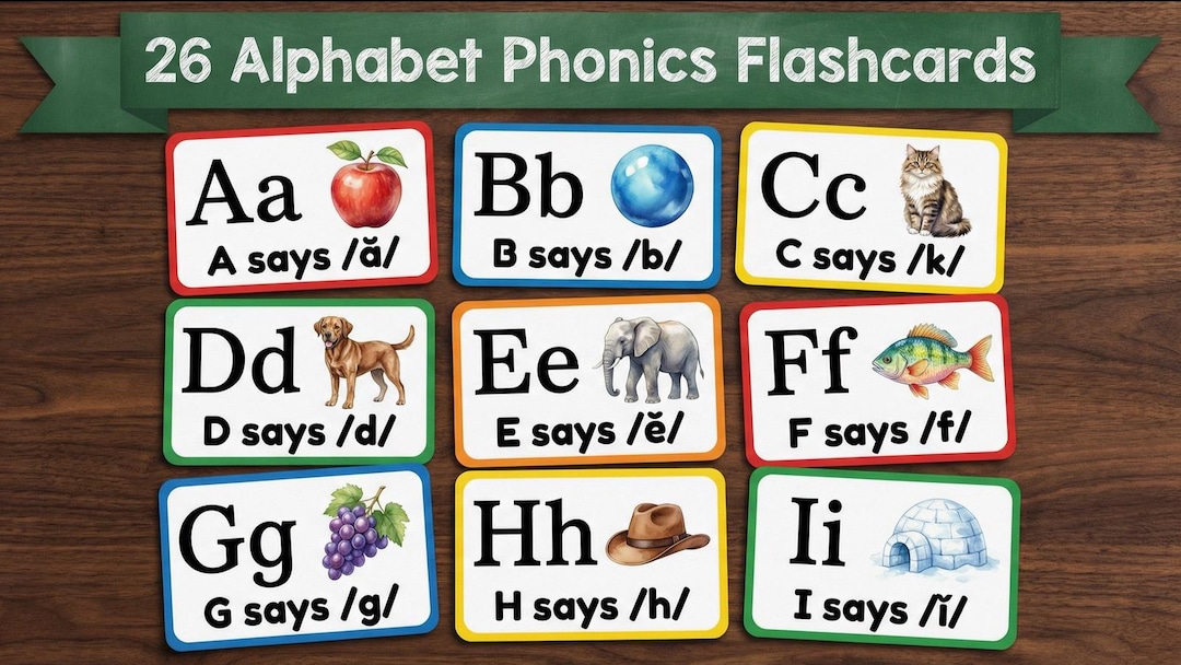 Printable Alphabet Phonics Flashcards (26 Cards, A–Z), Beginning Sounds ...