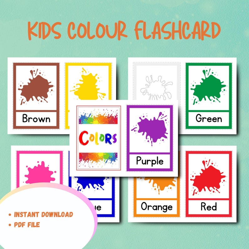 Kids Color Flash Cards PDF - Printable Educational Learning Tool for ...