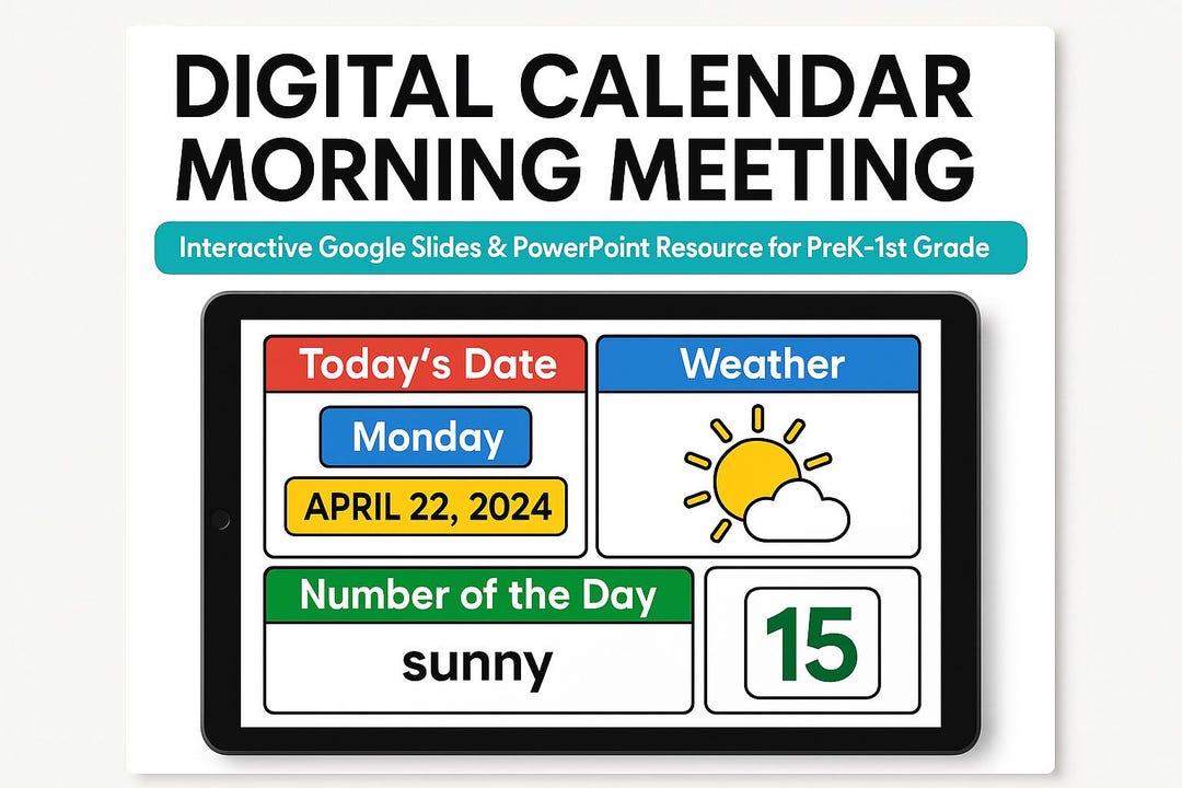 Digital Calendar Morning Meeting | Google Slides | Powerpoint - Etsy
