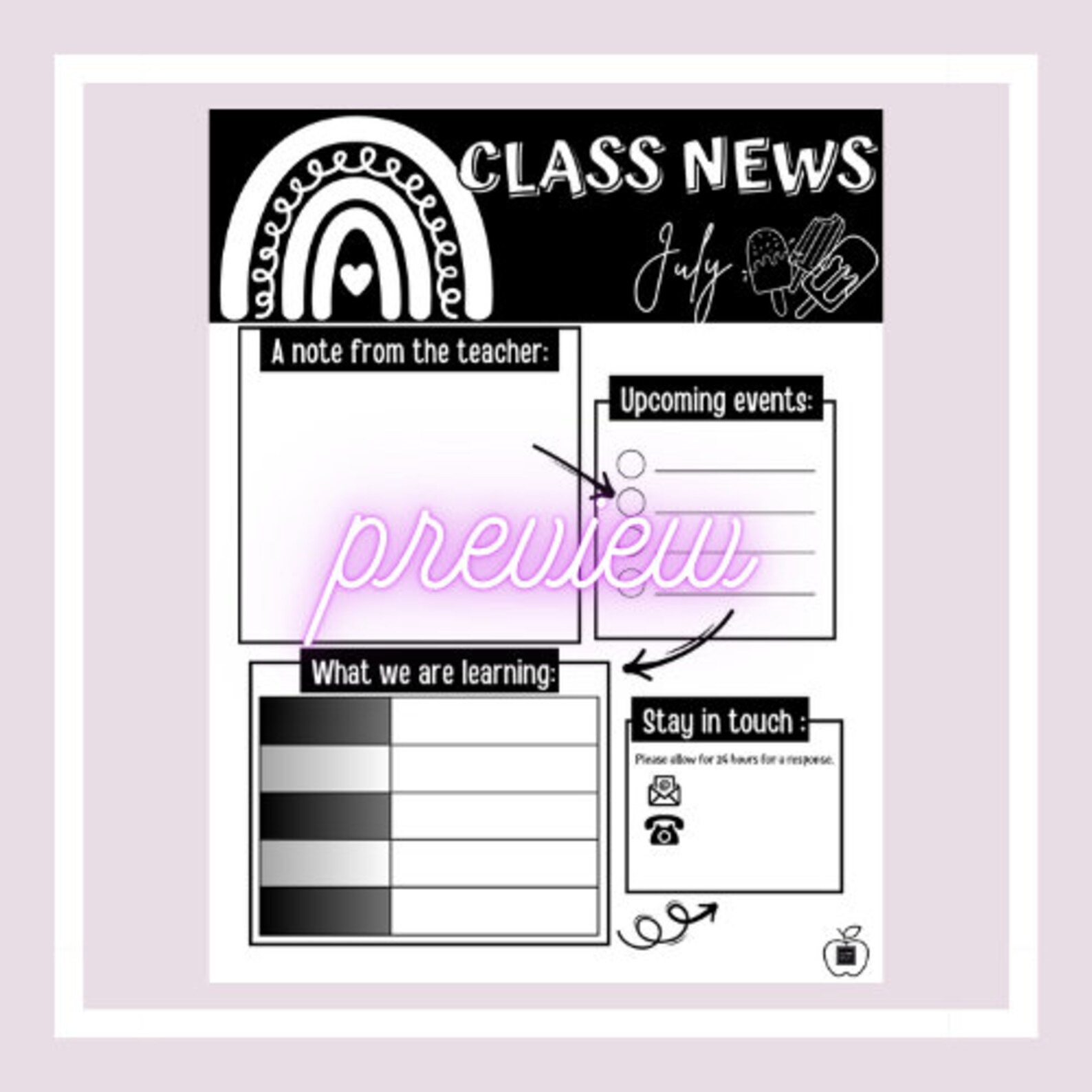 12 Monthly Editable Classroom Newsletter Templates SEASONAL 12 MONTHS ...