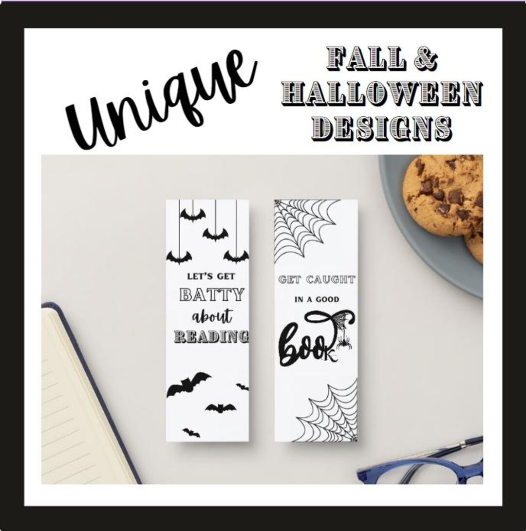 Halloween and Fall BOOKMARK Student Gift. Halloween & Fall Black and ...
