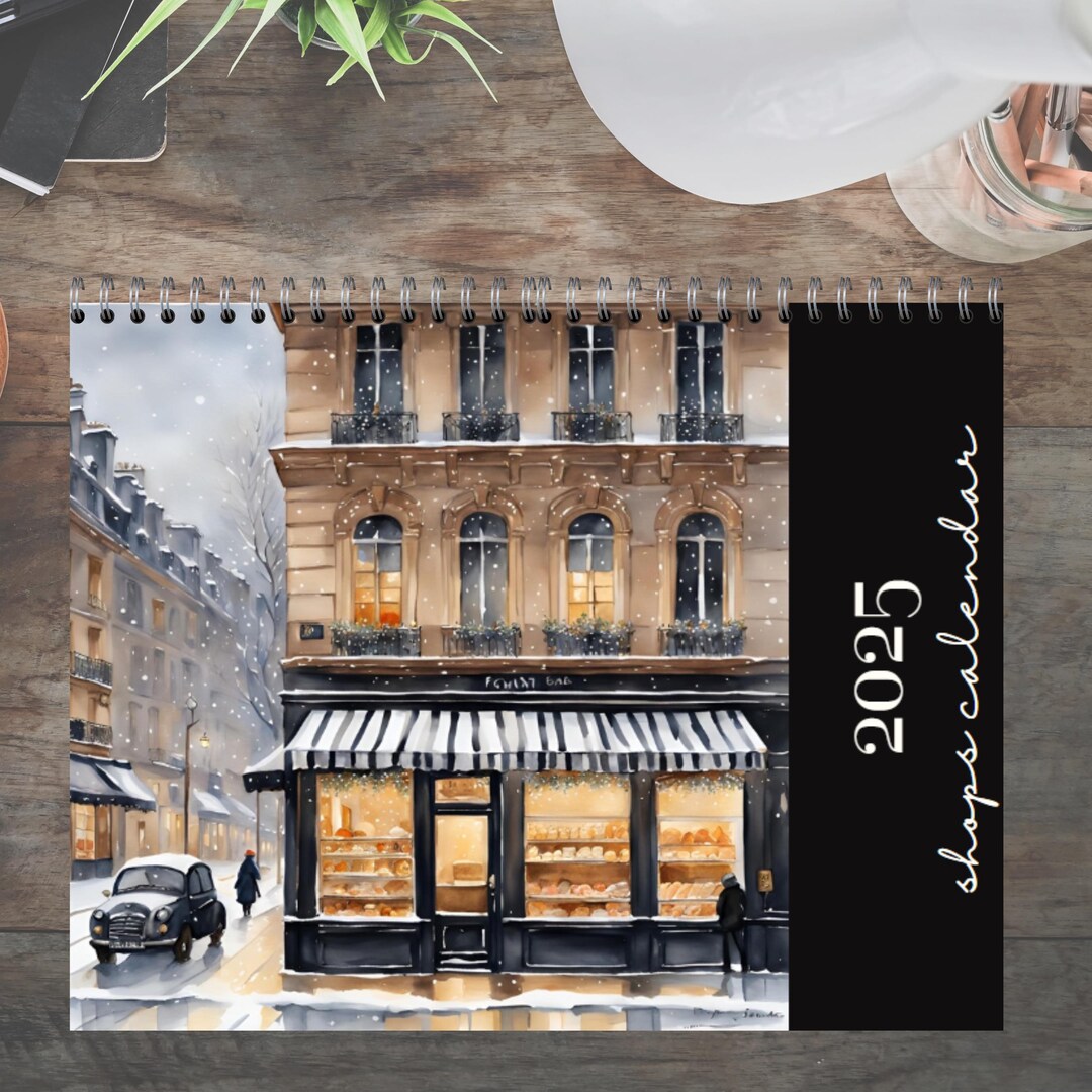 2025 Wall Calendar | 12 Month | Watercolor Shops Calendar | Travel ...
