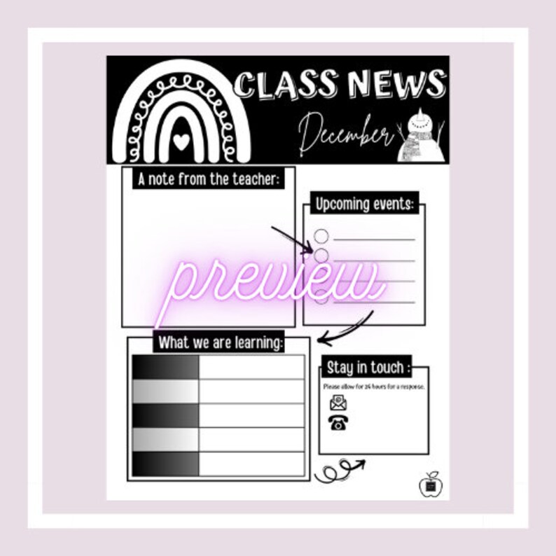 12 Monthly Editable Classroom Newsletter Templates SEASONAL 12 MONTHS ...