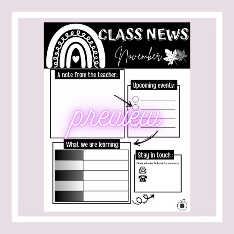 12 Monthly Editable Classroom Newsletter Templates SEASONAL 12 MONTHS ...