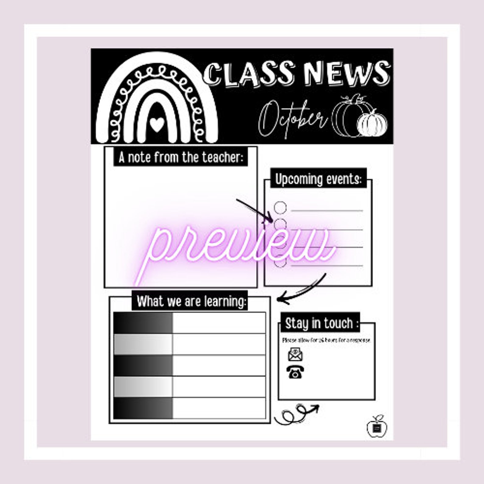 12 Monthly Editable Classroom Newsletter Templates SEASONAL 12 MONTHS ...