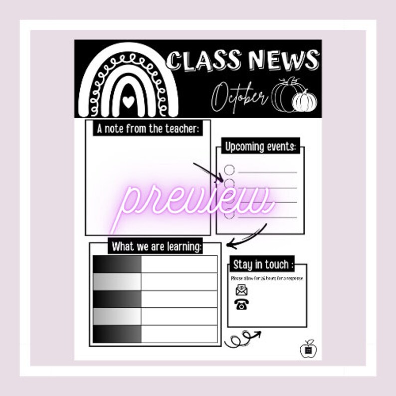 12 Monthly Editable Classroom Newsletter Templates SEASONAL 12 MONTHS ...