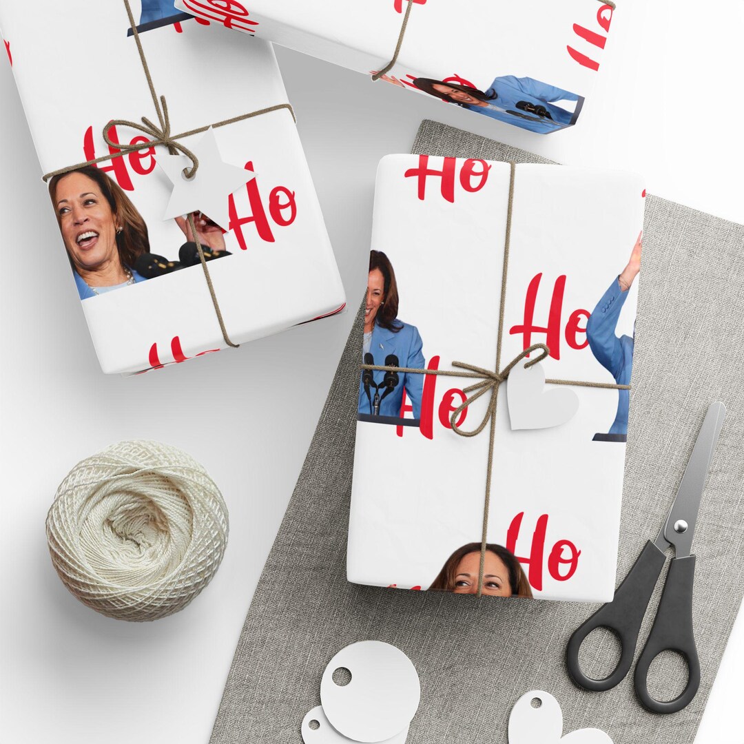 Ho Ho Ho Christmas Wrapping Papers, Kamala Harris Political Gift Wrap ...