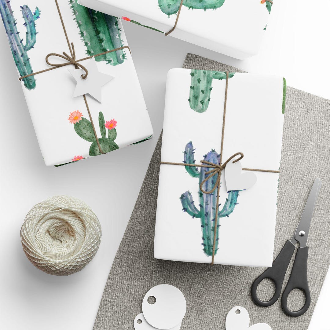 Cactus Wrapping Paper, Christmas Birthday Baby Shower Gift Wrap ...