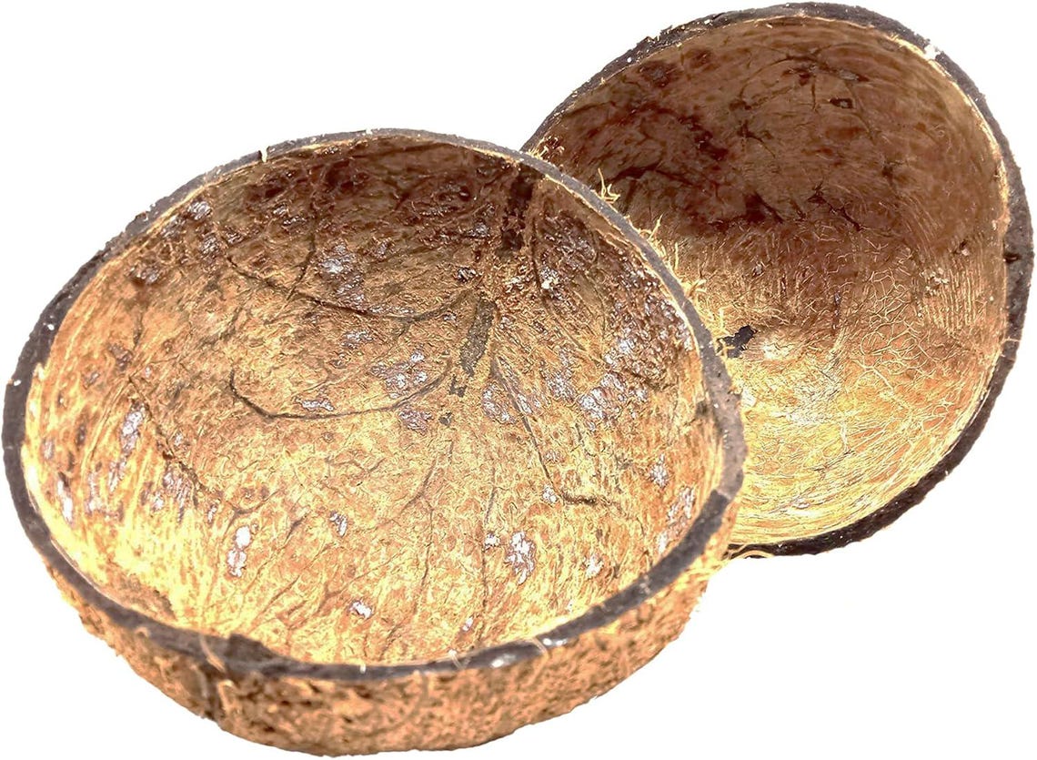 2 Pack Coconut Shell Halves Coconut Shells for Use in Crafts Pet Food ...