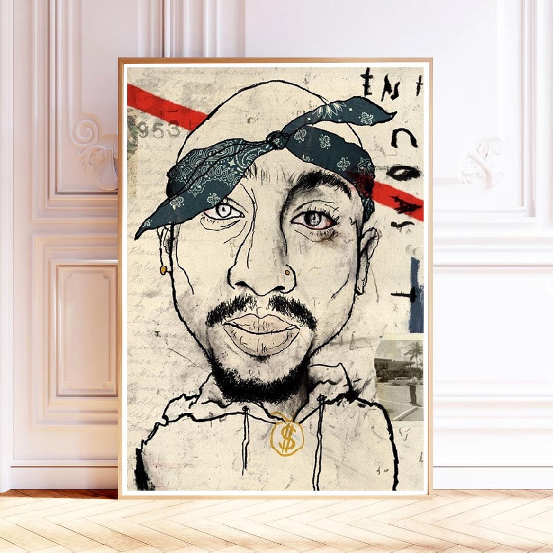 Custom Portrait Poster, Tupac Shakur Poster, Death Row Records Art ...