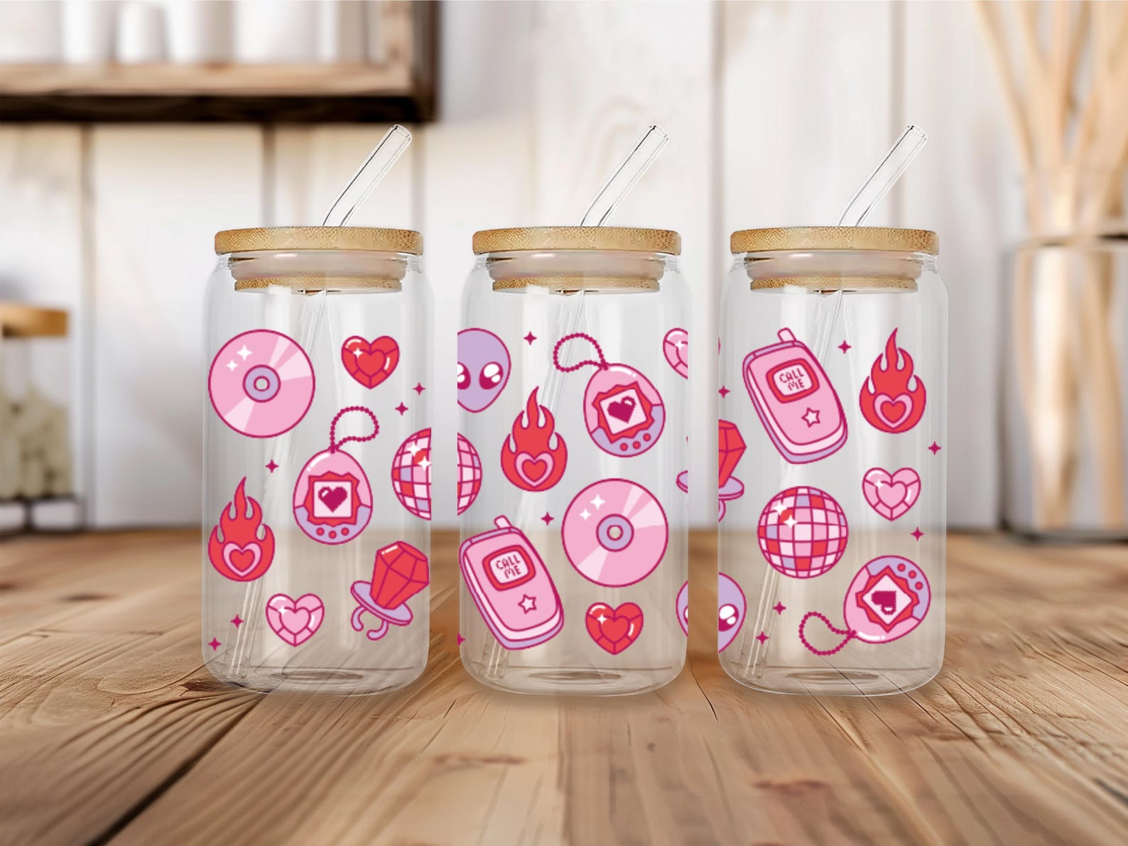 90s Y2K Aesthetic 16oz Glass Cup - Etsy