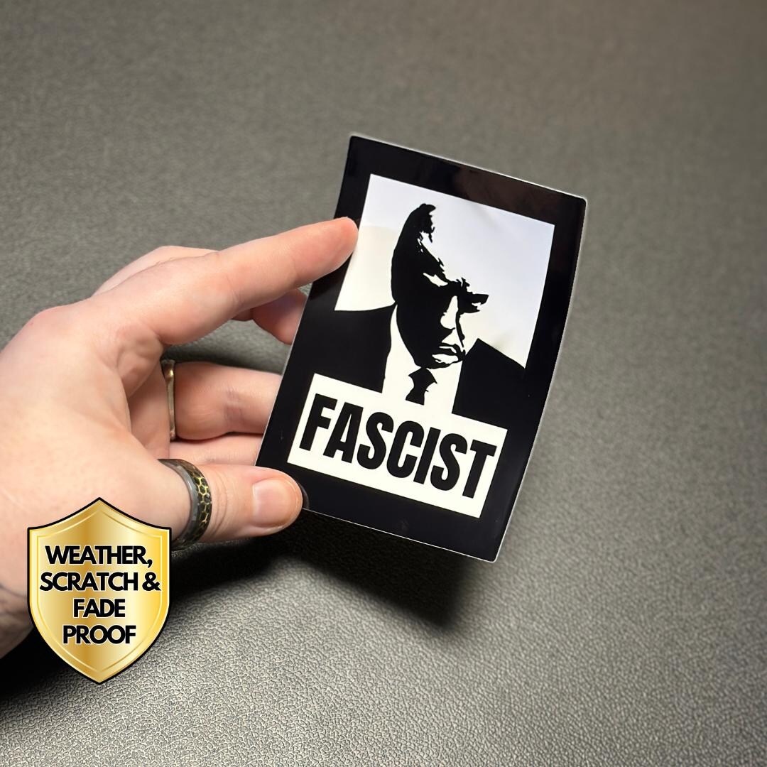 Fascist Trump Political Satire Sticker, Trump Fascist Symbol Decal ...