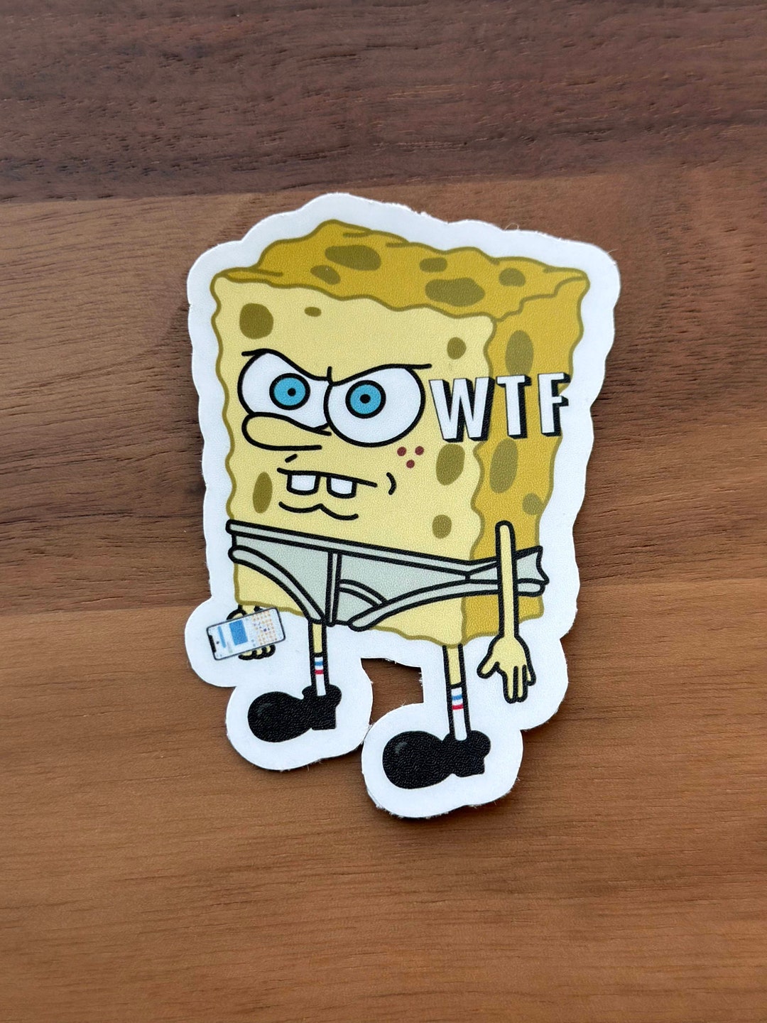 Spongebob Sticker - WTF Text | Funny Stickers | Meme | Weatherproof ...