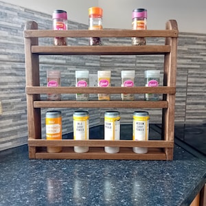 Rustic Wooden Spice Rack – Handcrafted Wall-mounted Organizer Shelf ...