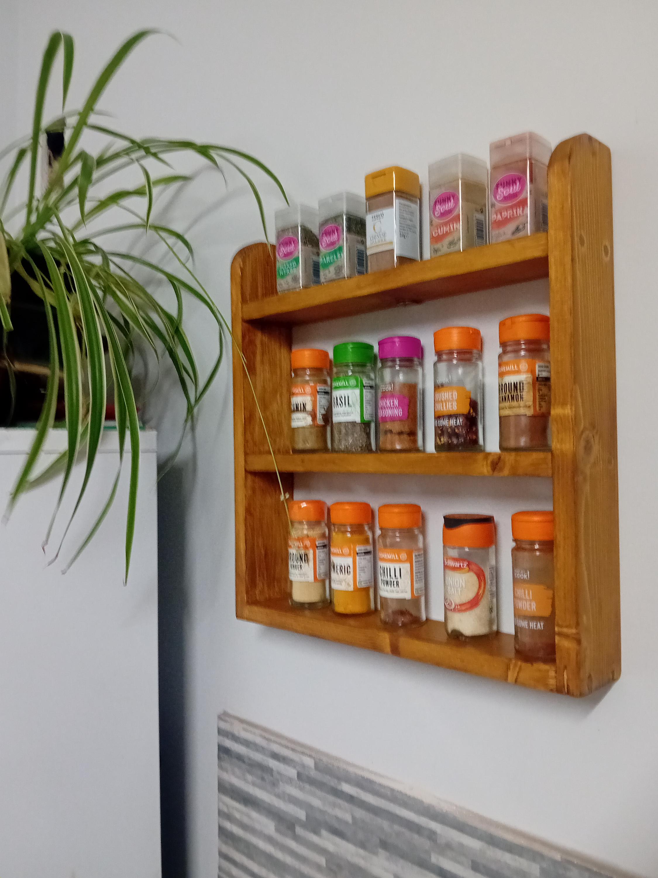 Wooden Spice Rack,handmade Spice Rack,wall Mounted Spice Rack,kitchen ...