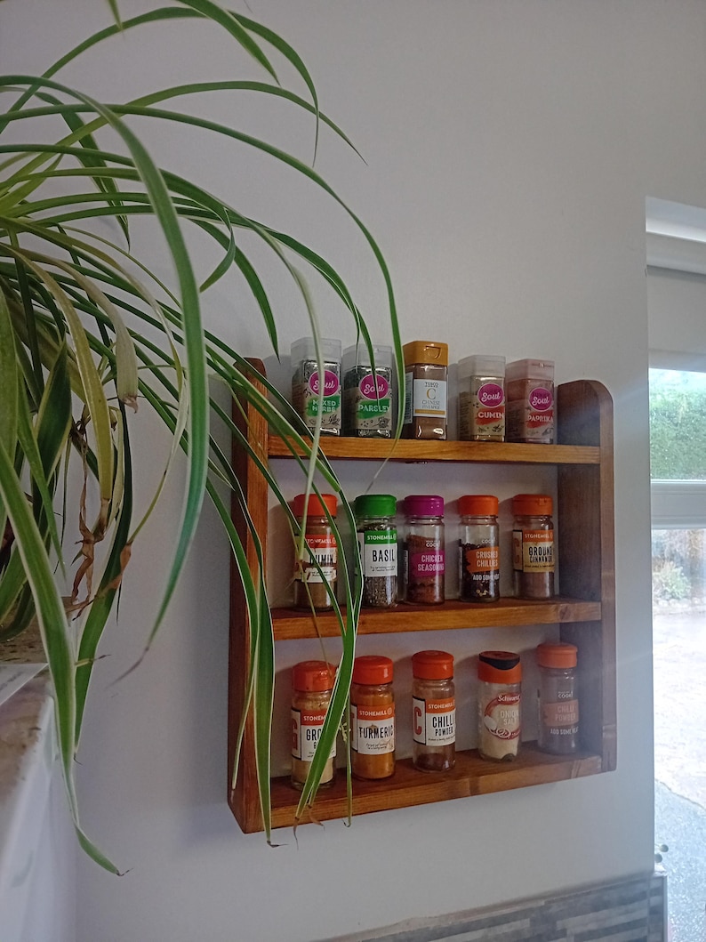Wooden Spice Rack,handmade Spice Rack,wall Mounted Spice Rack,kitchen ...