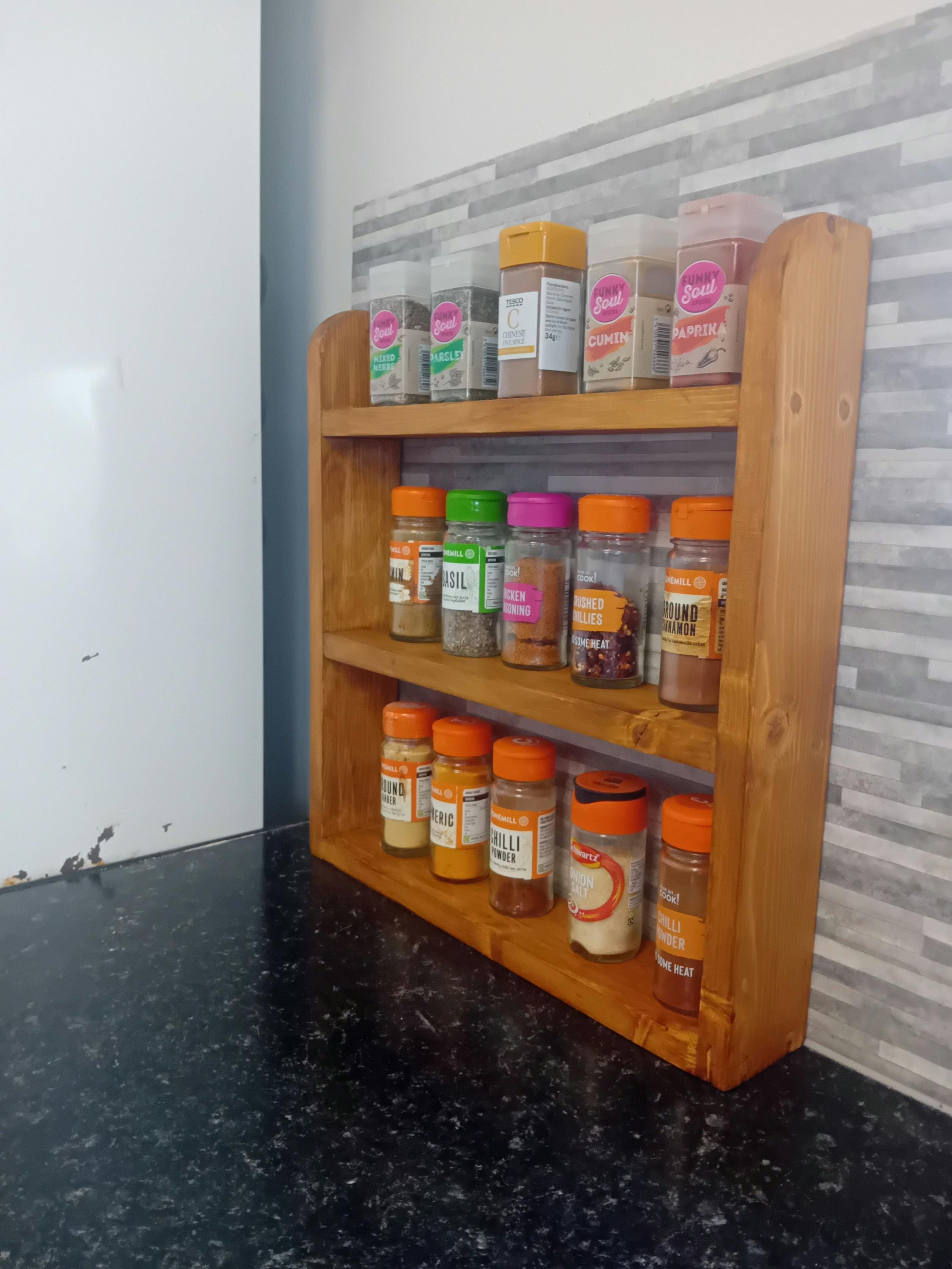 Wooden Spice Rack,handmade Spice Rack,wall Mounted Spice Rack,kitchen ...