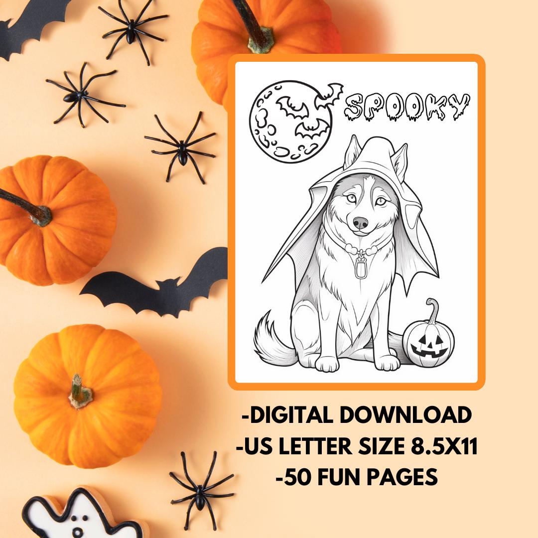 50 Halloween Dogs Printable Coloring Pages Sheets for Kids Activities ...