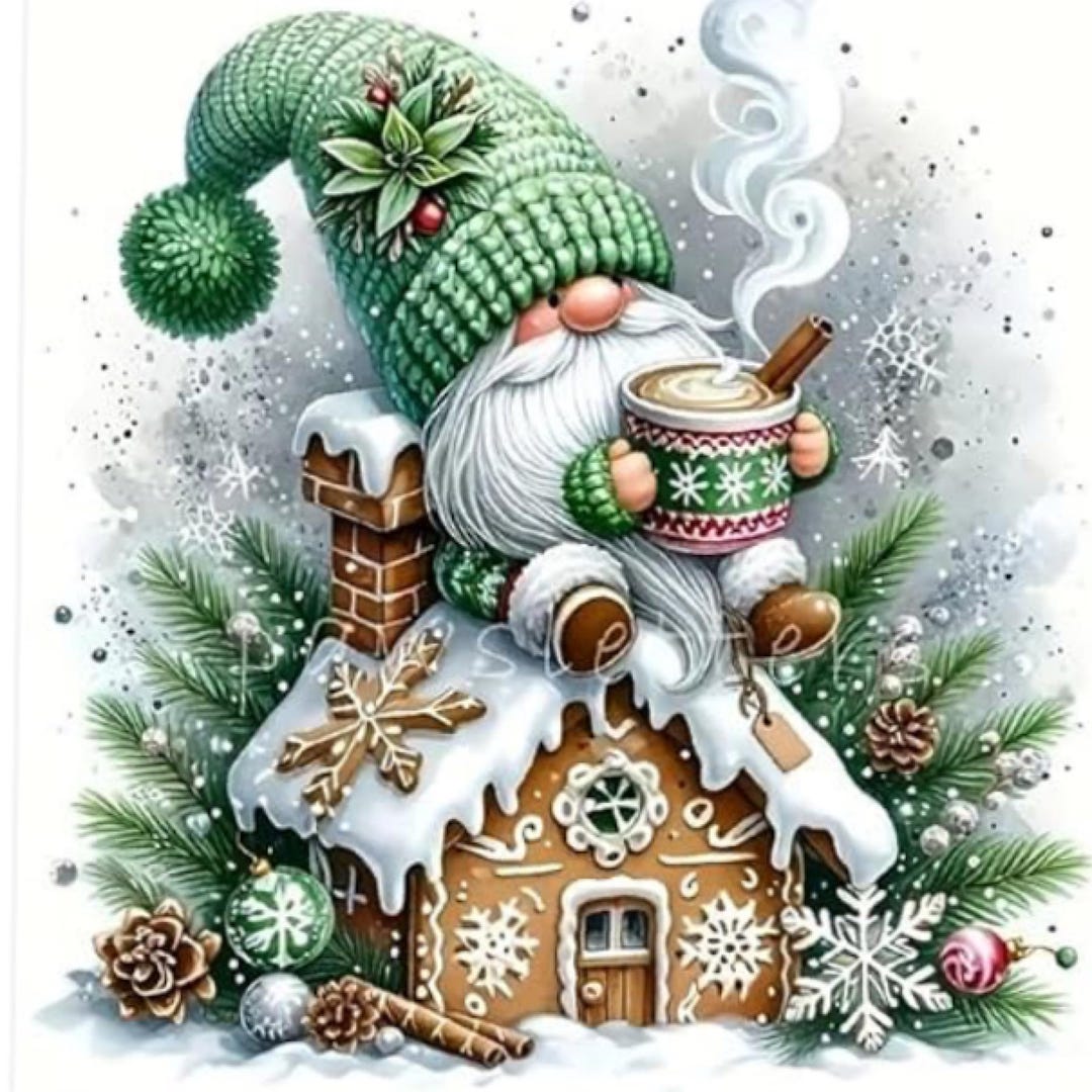 Winter Gnome Diamond Art Kit, Snowy Cottage Diamond Art Kit 14x14, Hot ...