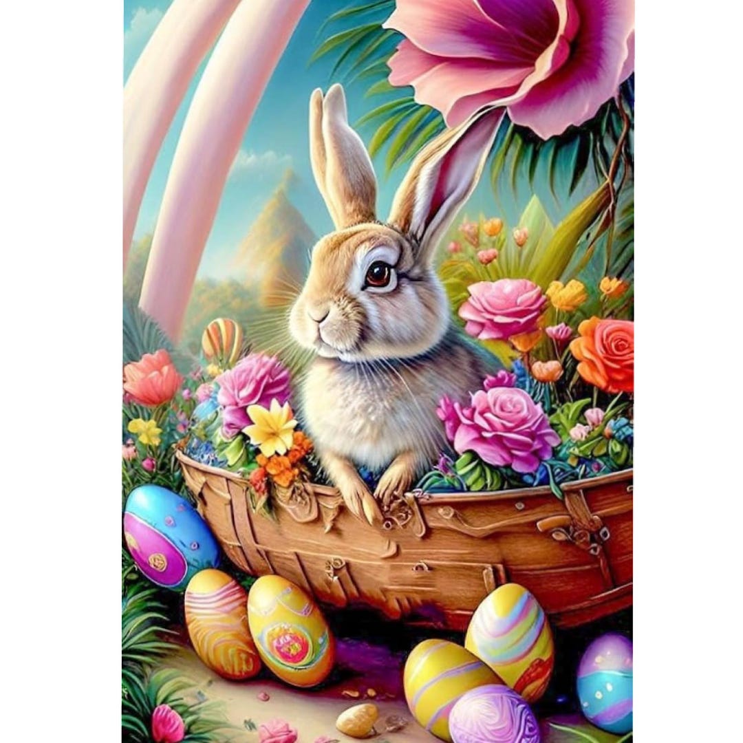 Easter Bunny Diamond Art DIY Kit, Flowers and Eggs (12x16) - Etsy