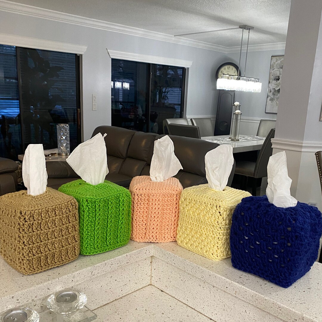 Yellow Tissue Box Cover, Peach Tissue Box Cover, Lime Green Tissue Box ...