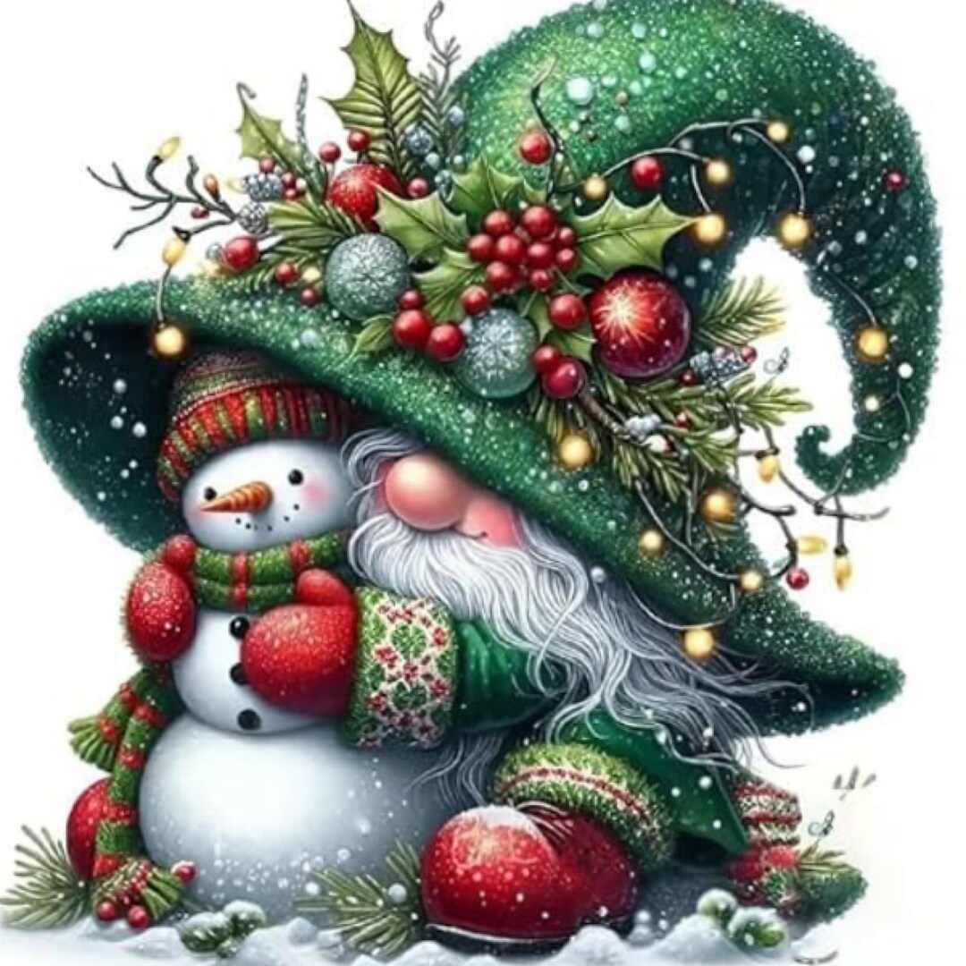 Winter Gnome Diamond Art Kit, Snowman Diamond Art Kit 14x14, Gnome and ...