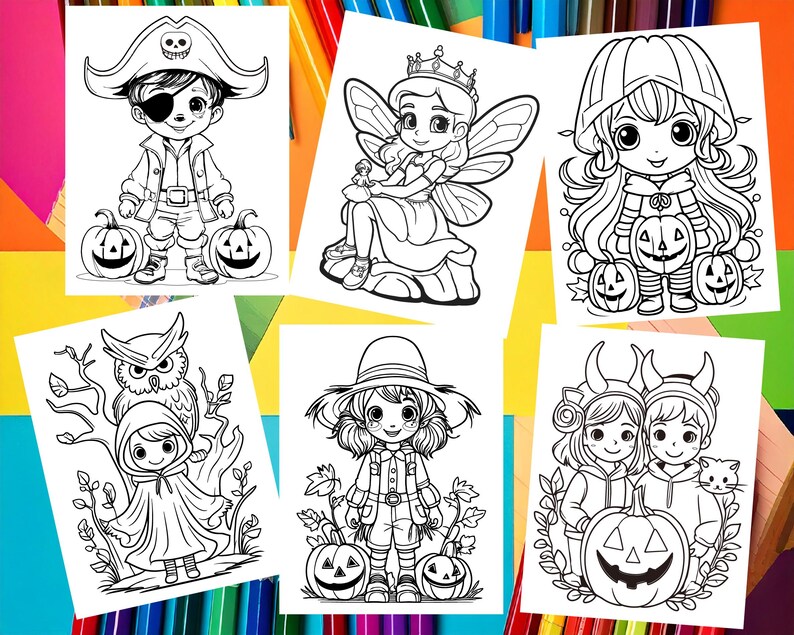 Halloween Costumes Coloring Page for Kids - Etsy