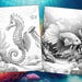 Underwater Scene and Creature Coloring Page, 36 Adult Grayscale ...
