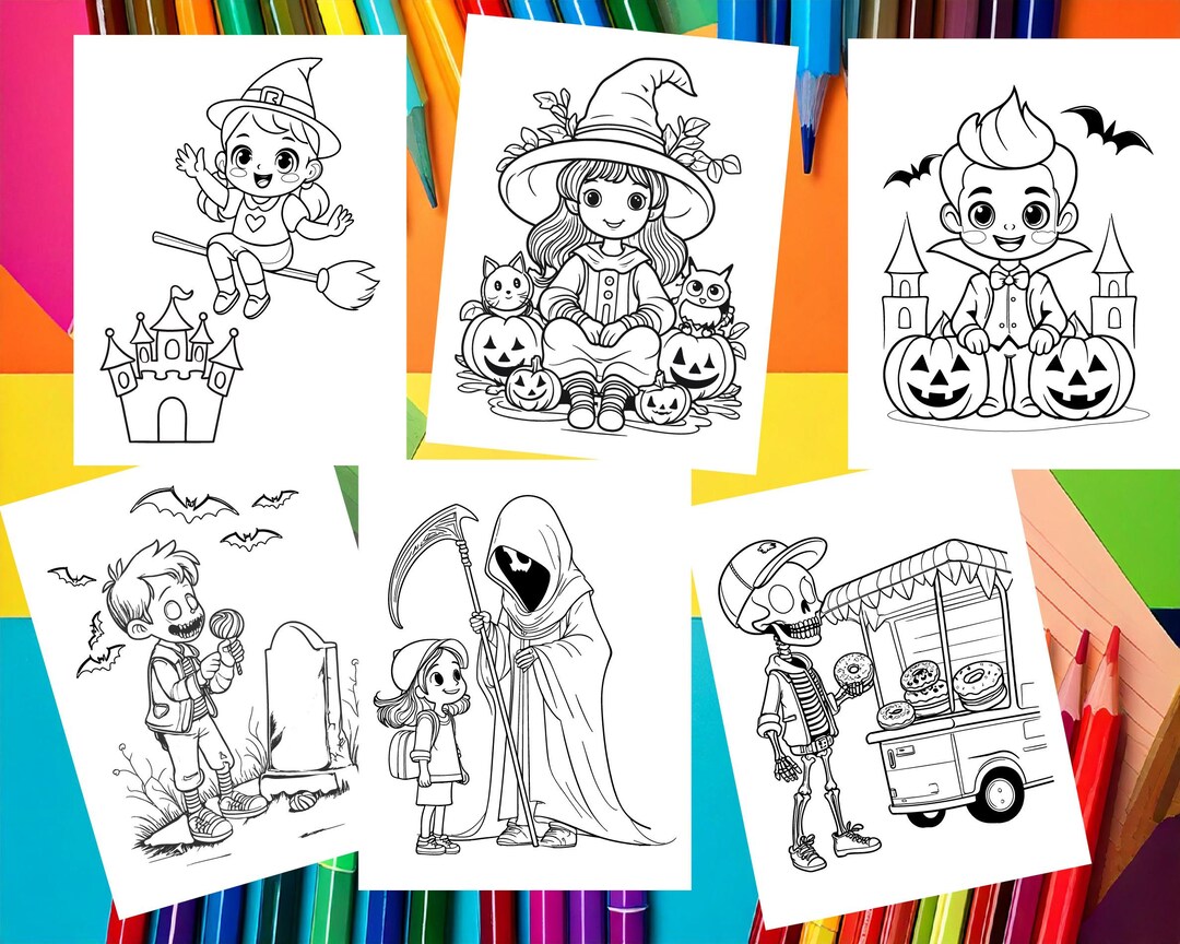 Spooky Fun Kids Halloween Coloring Page - Etsy