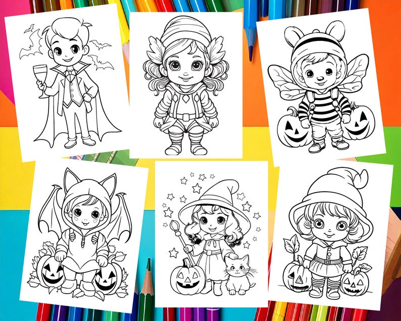 Halloween Costumes Coloring Page for Kids - Etsy