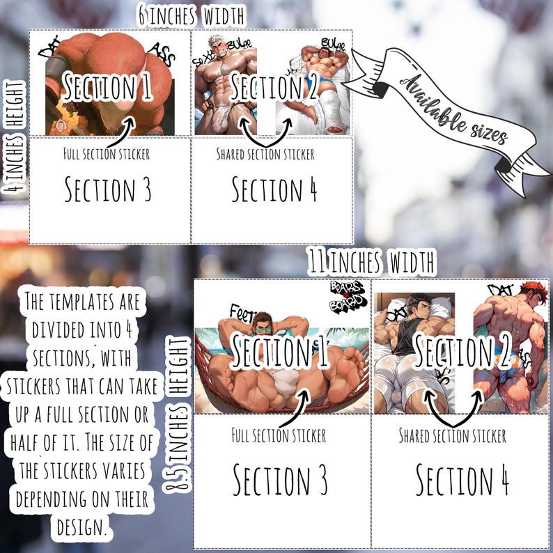 Leather Lust Bara Yaoi Sticker Sheet 5 Characters Bold and Provocative ...