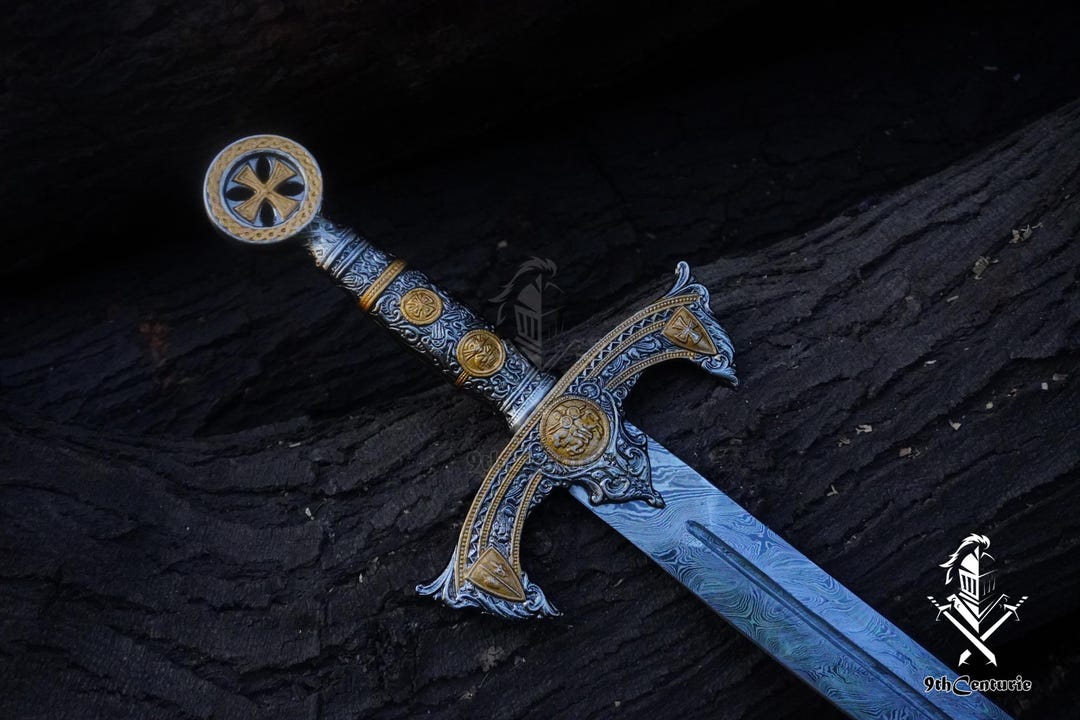 Knights Templar Sword - Crusader Sword - Damascus Steel Blade ...