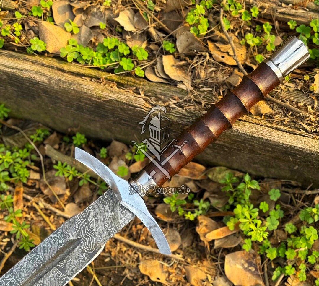 Handmade Damascus Sword, Custom Damascus Cross Sword, Templar Knight ...