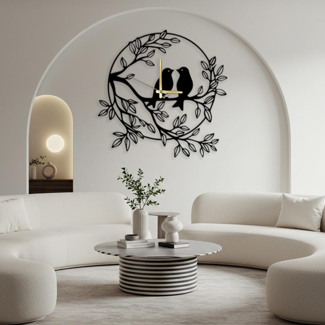 Love Birds Wall Clock, Cozy Metal Wall Clocks, Dining Room Wall Decor ...