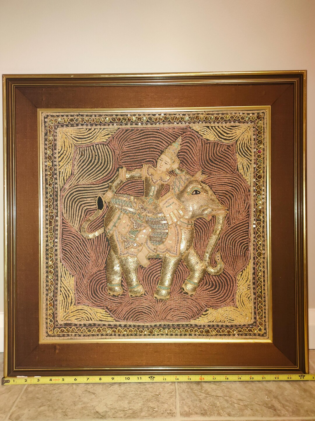 Antique Burmese 3D Kalaga Tapestry Circa 1930’s Myanmar Wall Decor Silk ...