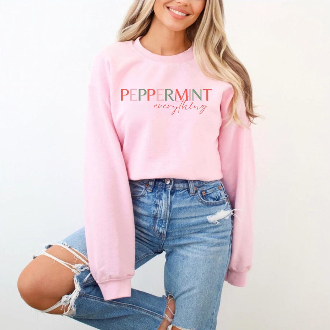 Peppermint Everything Christmas Sweatshirt, Women's Holiday Crewneck ...