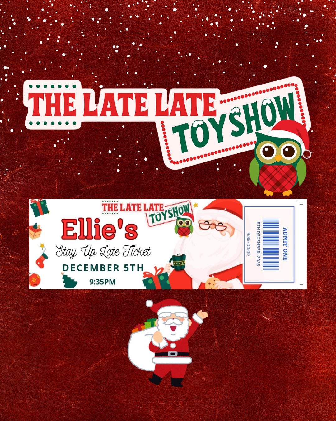 Personalized Late Late Toy Show Ticket - Printable PDF - Etsy