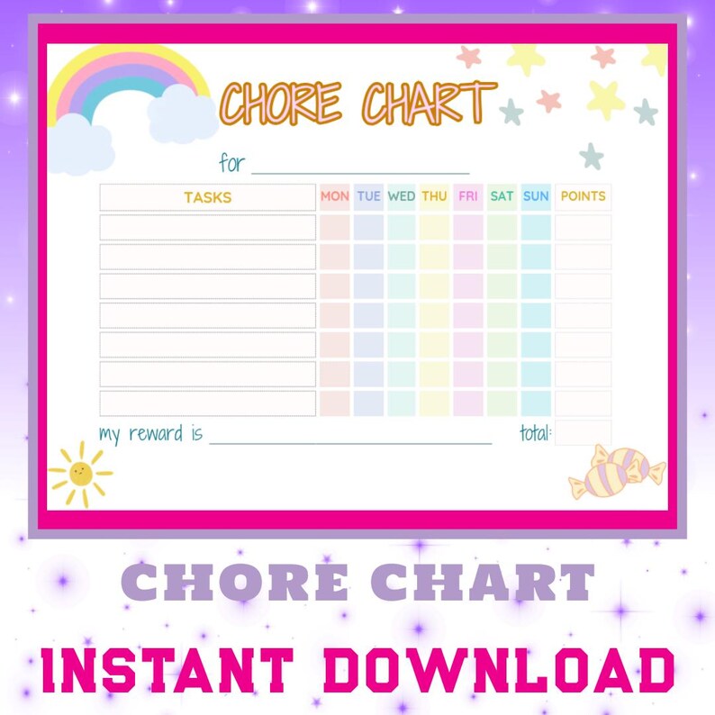 Pastel Chore Chart - Etsy