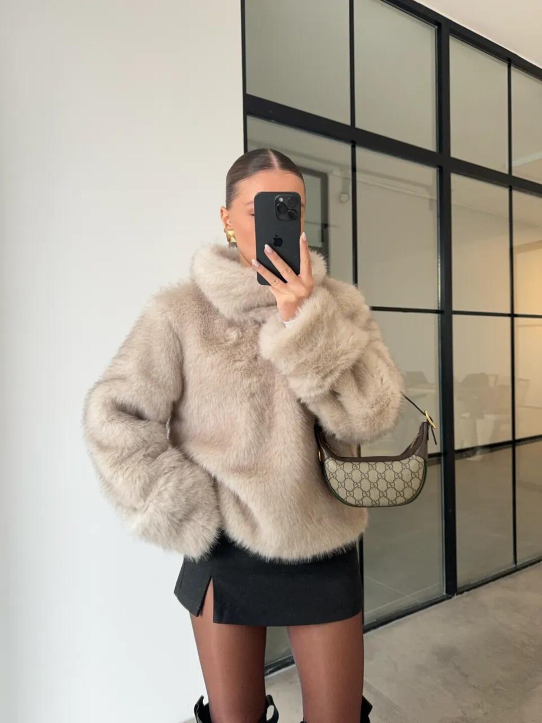 High Collar Faux Fur Sweatshirt: Soft, Cozy Winter Outerwear - Etsy