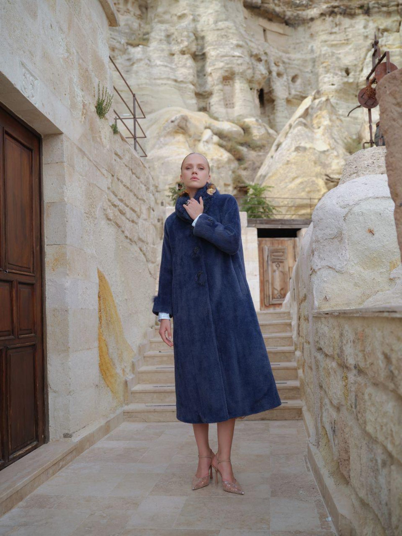 Elegant Angora Wool Coat, Lined Warm Coat, Tapered Women Coat, Fitted ...