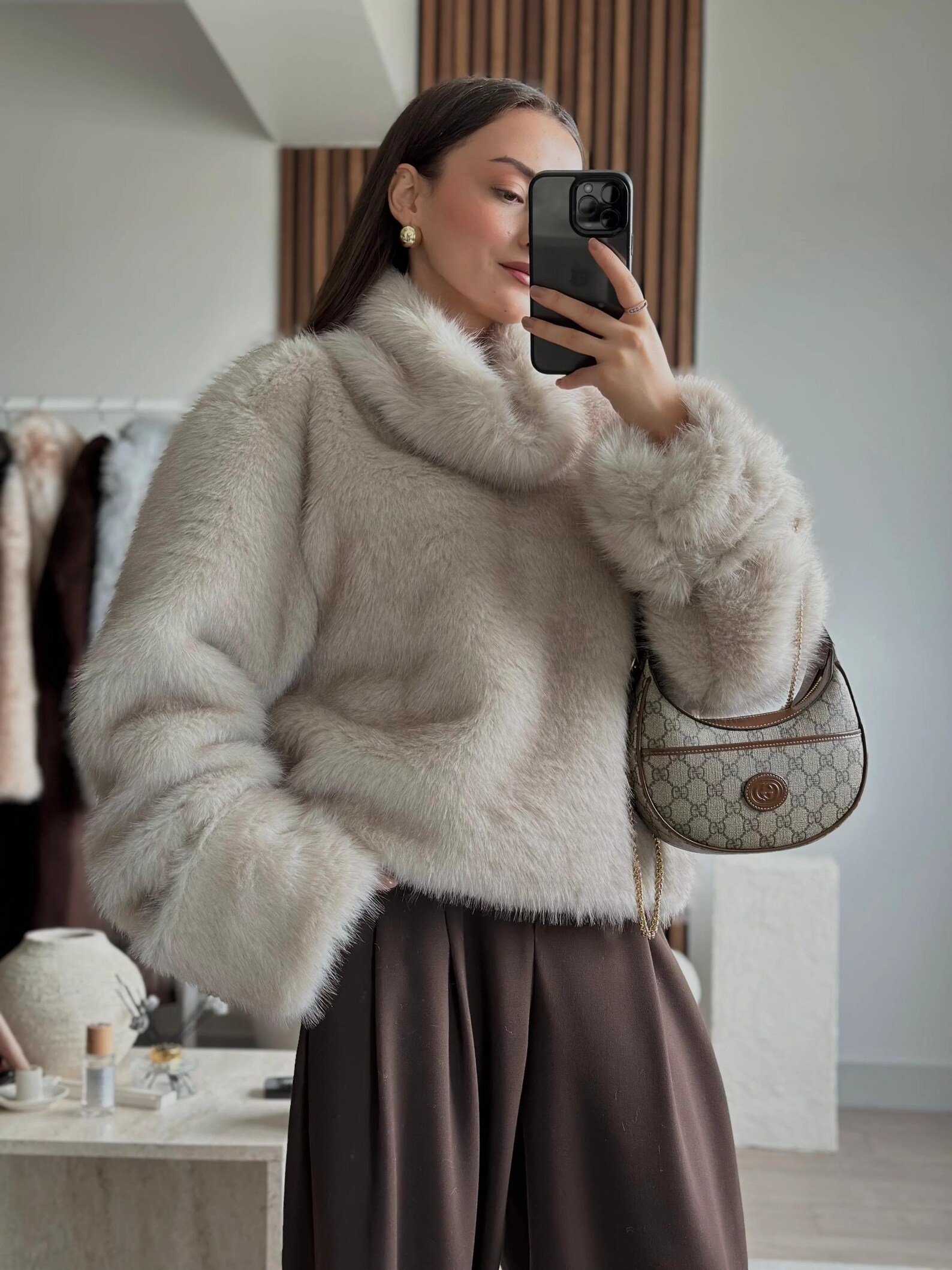 High Collar Faux Fur Sweatshirt: Soft, Cozy Winter Outerwear - Etsy