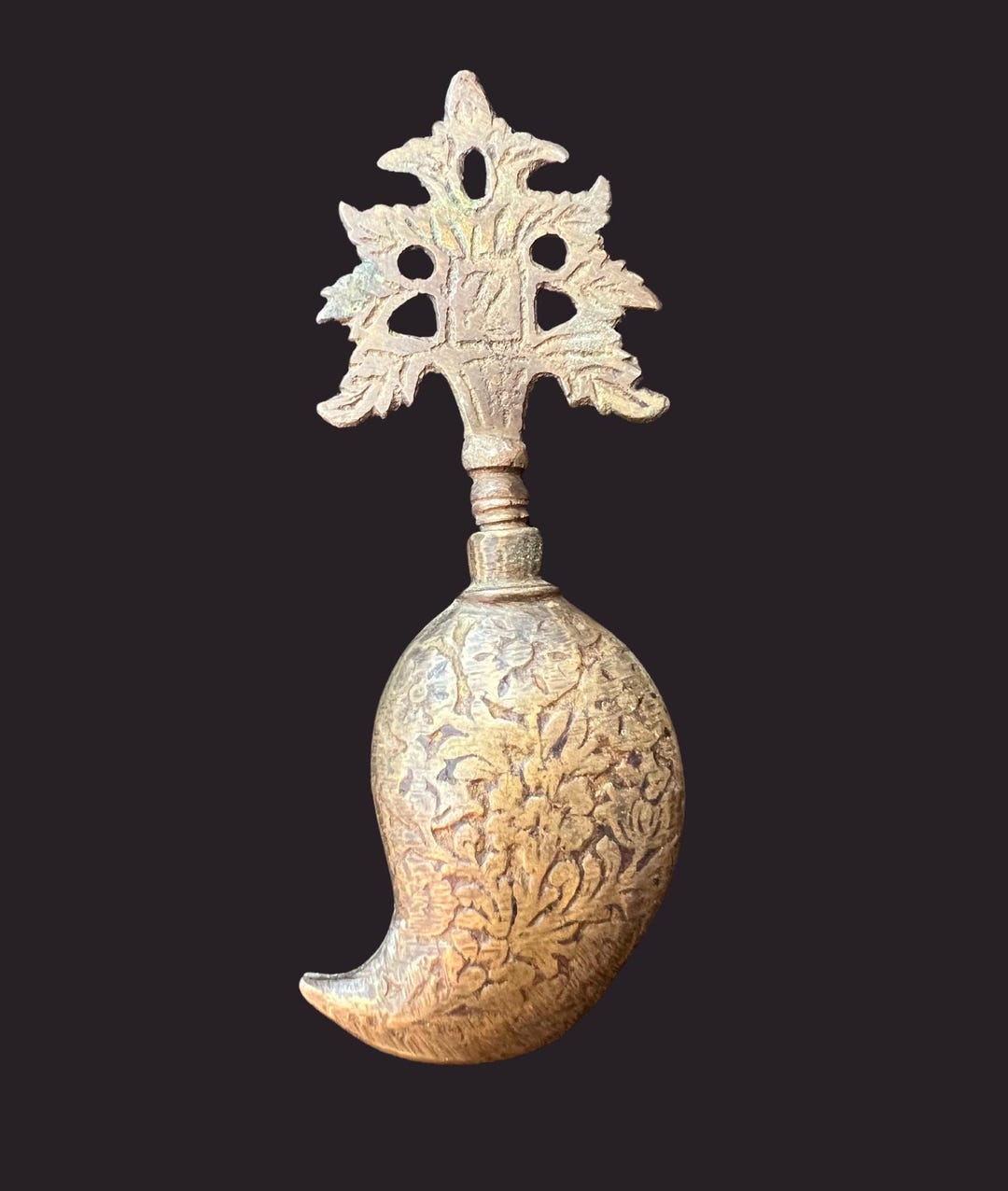 Vintage Indian Engraved Brass Mango Bottle for Kohl or Perfume - Etsy