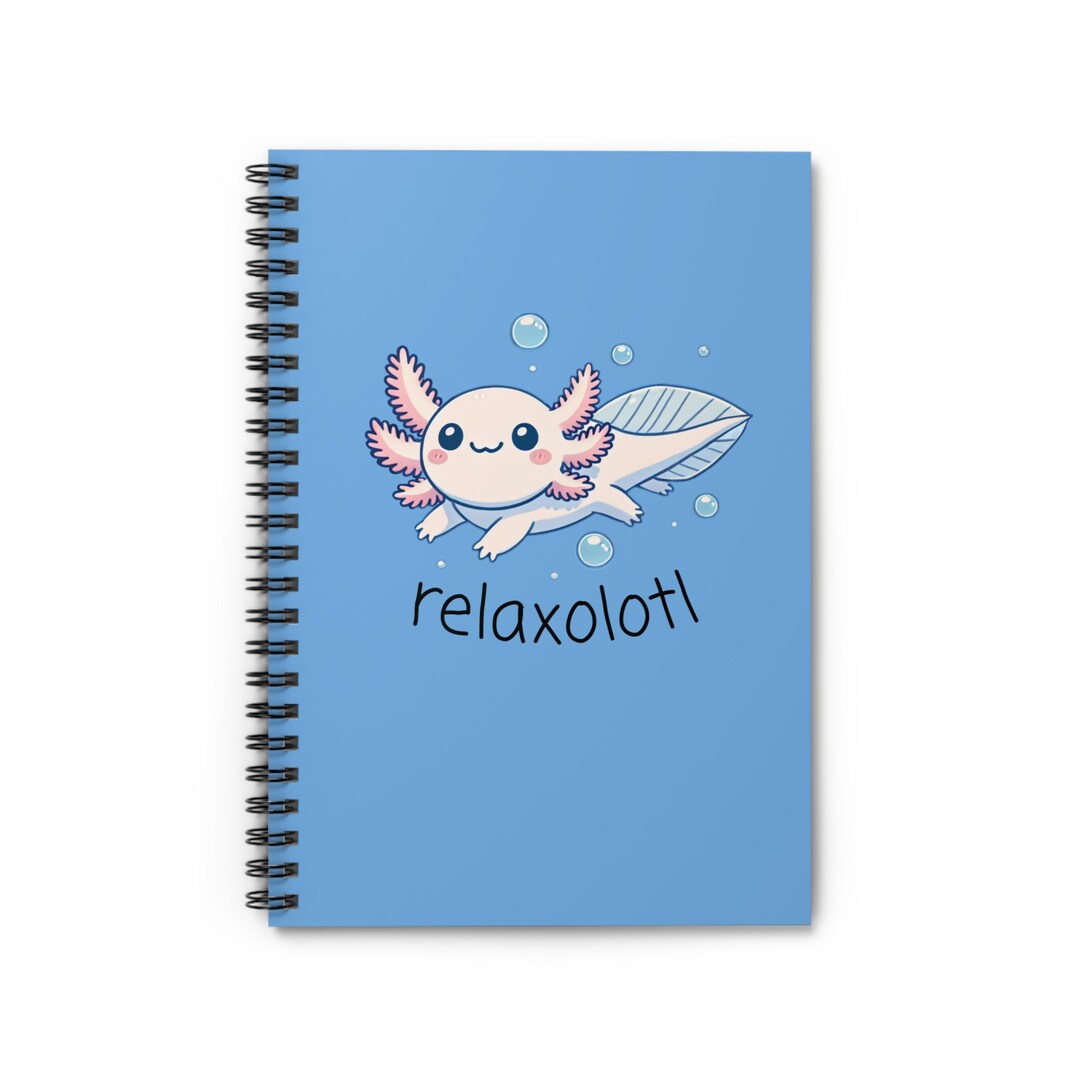 Sky Blue Axolotl Self Help Spiral Notebook, Ruled Line Axolotl Journal ...